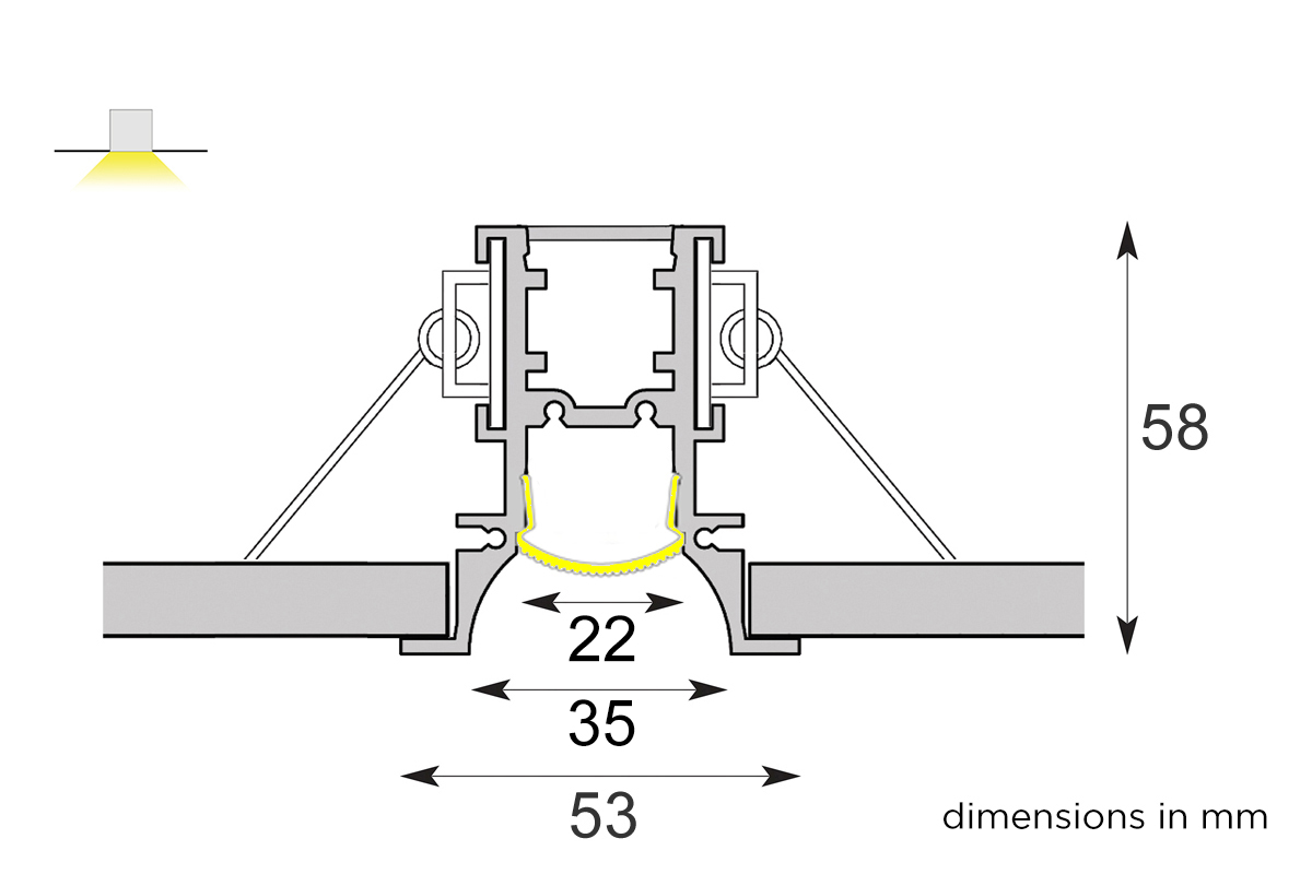 Lightplane 1 Concave Recessed Trim | Light Forms